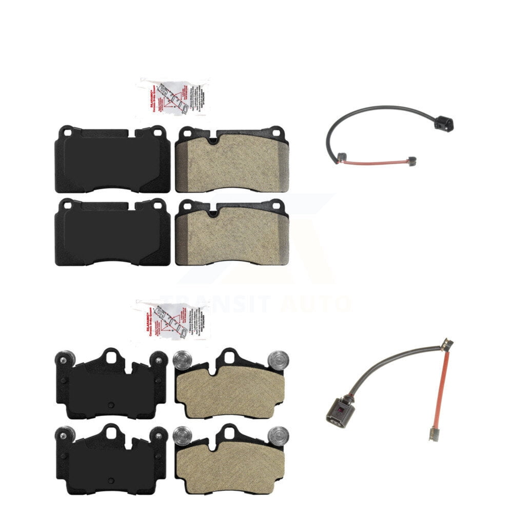 AmeriBRAKES Front Rear Ceramic Disc Brake Pads and Wear Sensors Kit for ...