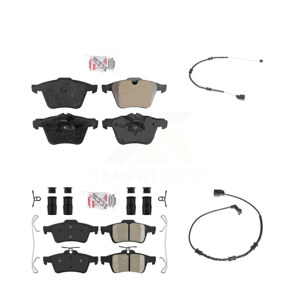 Transit Auto Front Rear Ceramic Disc Brake Pads and Wear Sensors Kit ...