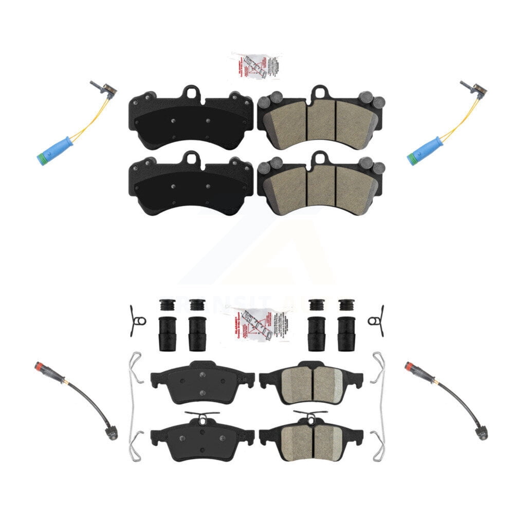 AmeriBRAKES Front Rear Ceramic Disc Brake Pads and Wear Sensors Kit for ...