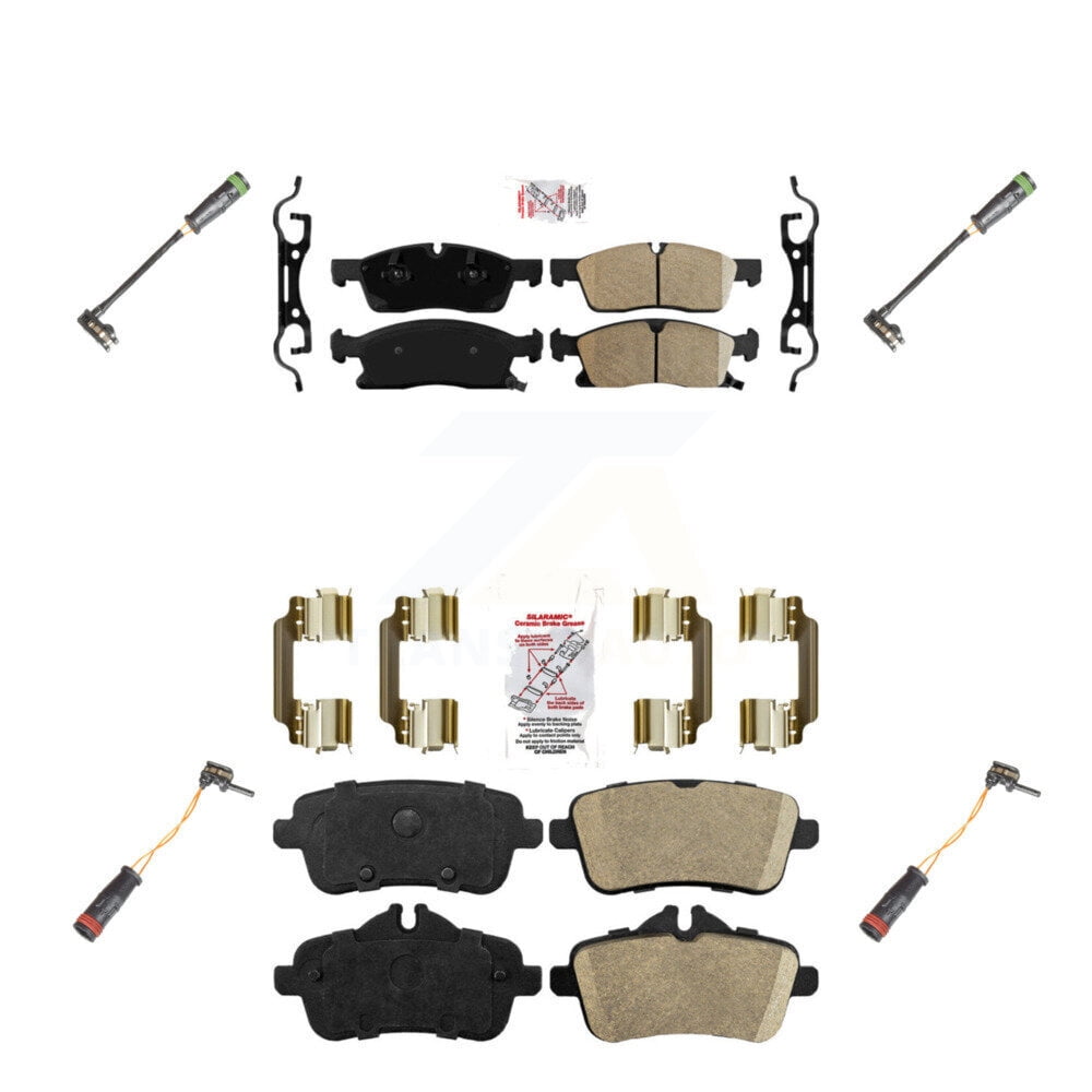 AmeriBRAKES Front Rear Ceramic Disc Brake Pads and Wear Sensors Kit for ...