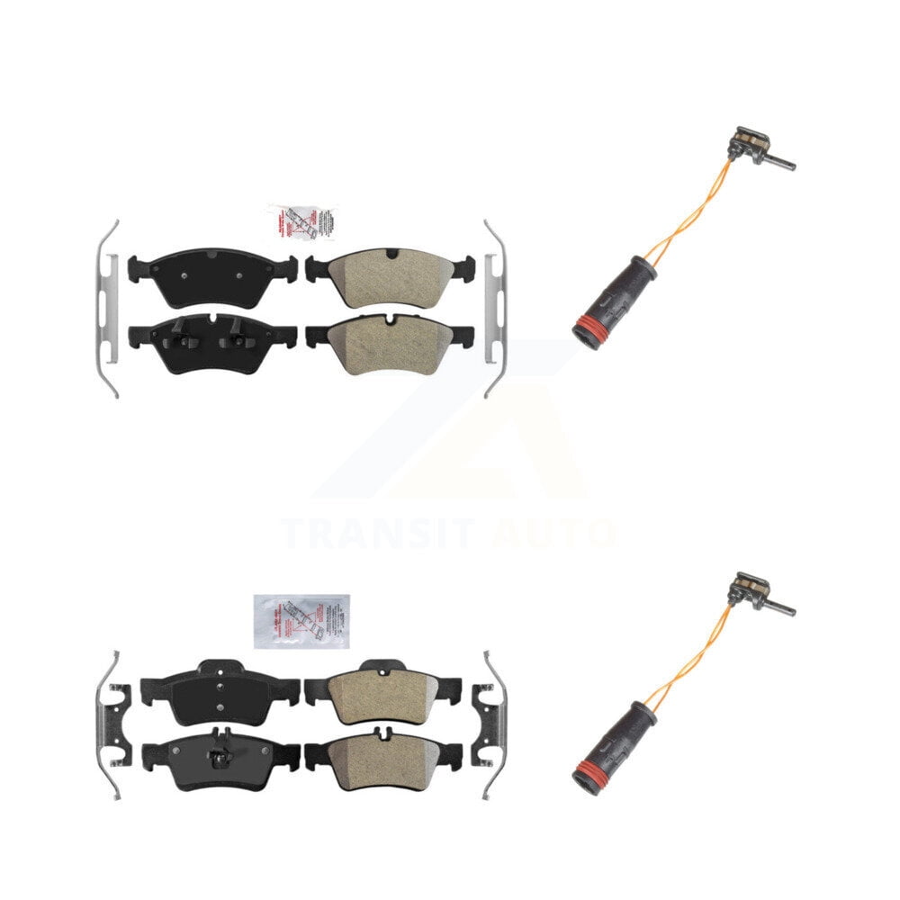 AmeriBRAKES Front Rear Ceramic Disc Brake Pads and Wear Sensors Kit for ...