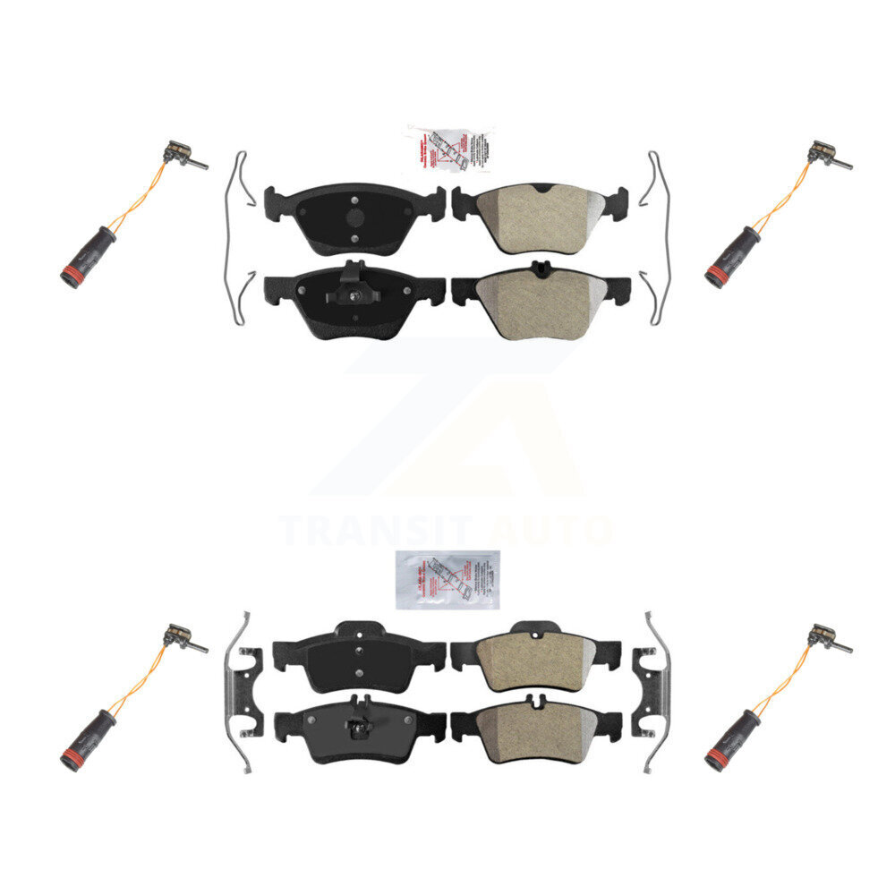 AmeriBRAKES Front Rear Ceramic Disc Brake Pads and Wear Sensors Kit for ...