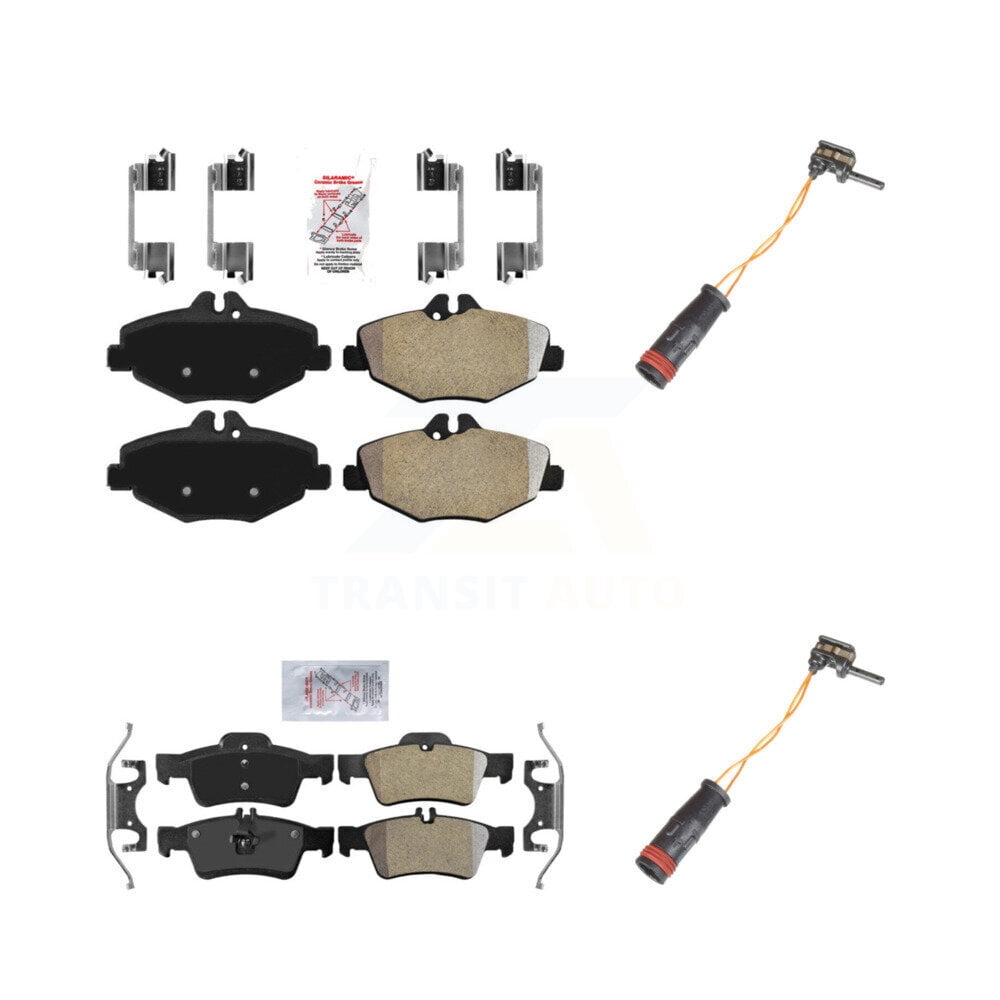 AmeriBRAKES Front Rear Ceramic Disc Brake Pads and Wear Sensors Kit for ...