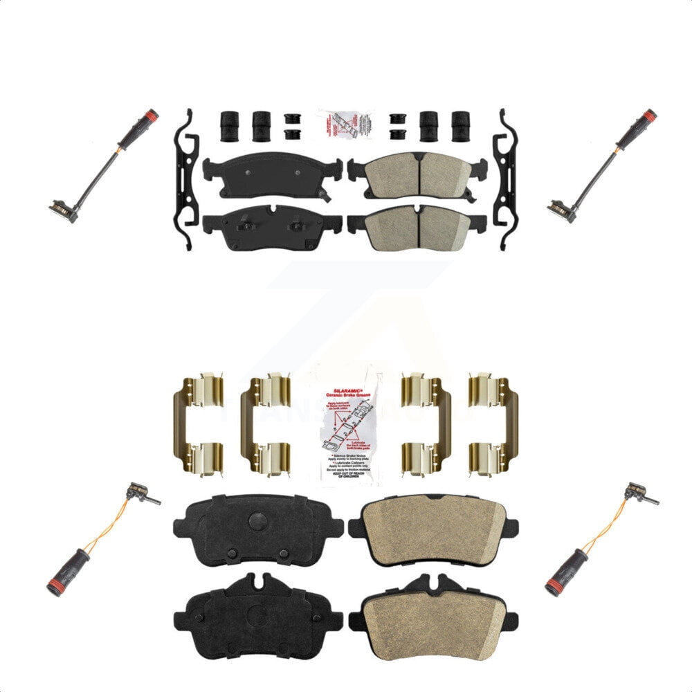 AmeriBRAKES Front Rear Ceramic Disc Brake Pads and Wear Sensors Kit for ...