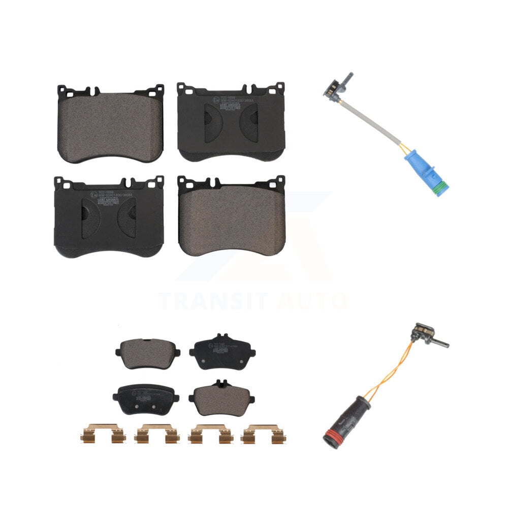 TEC Front Rear Ceramic Disc Brake Pads and Wear Sensors Kit for Car ...