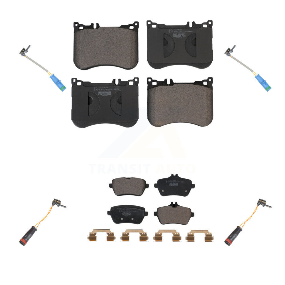 TEC Front Rear Ceramic Disc Brake Pads and Wear Sensors Kit for Car ...