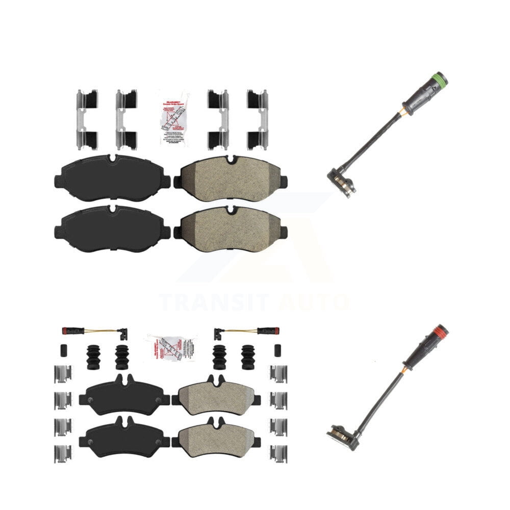 AmeriBRAKES Front Rear Ceramic Disc Brake Pads and Wear Sensors Kit for ...