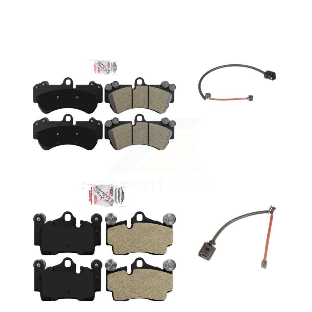 AmeriBRAKES Front Rear Ceramic Disc Brake Pads and Wear Sensors Kit for ...