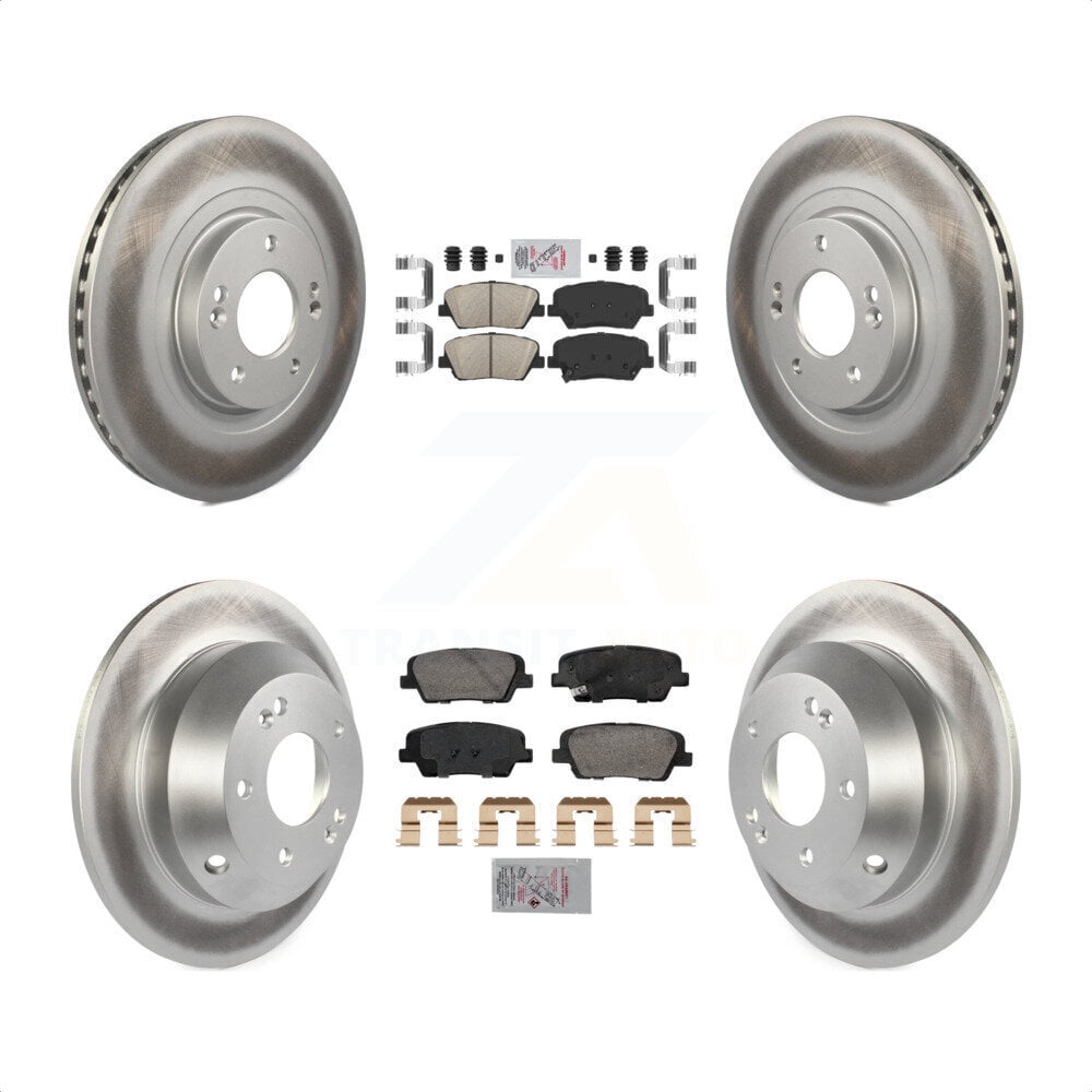 Transit Auto Front Rear Ceramic Pads and Coated Disc Brake Rotors Kit for Car Hyundai Santa Fe ...