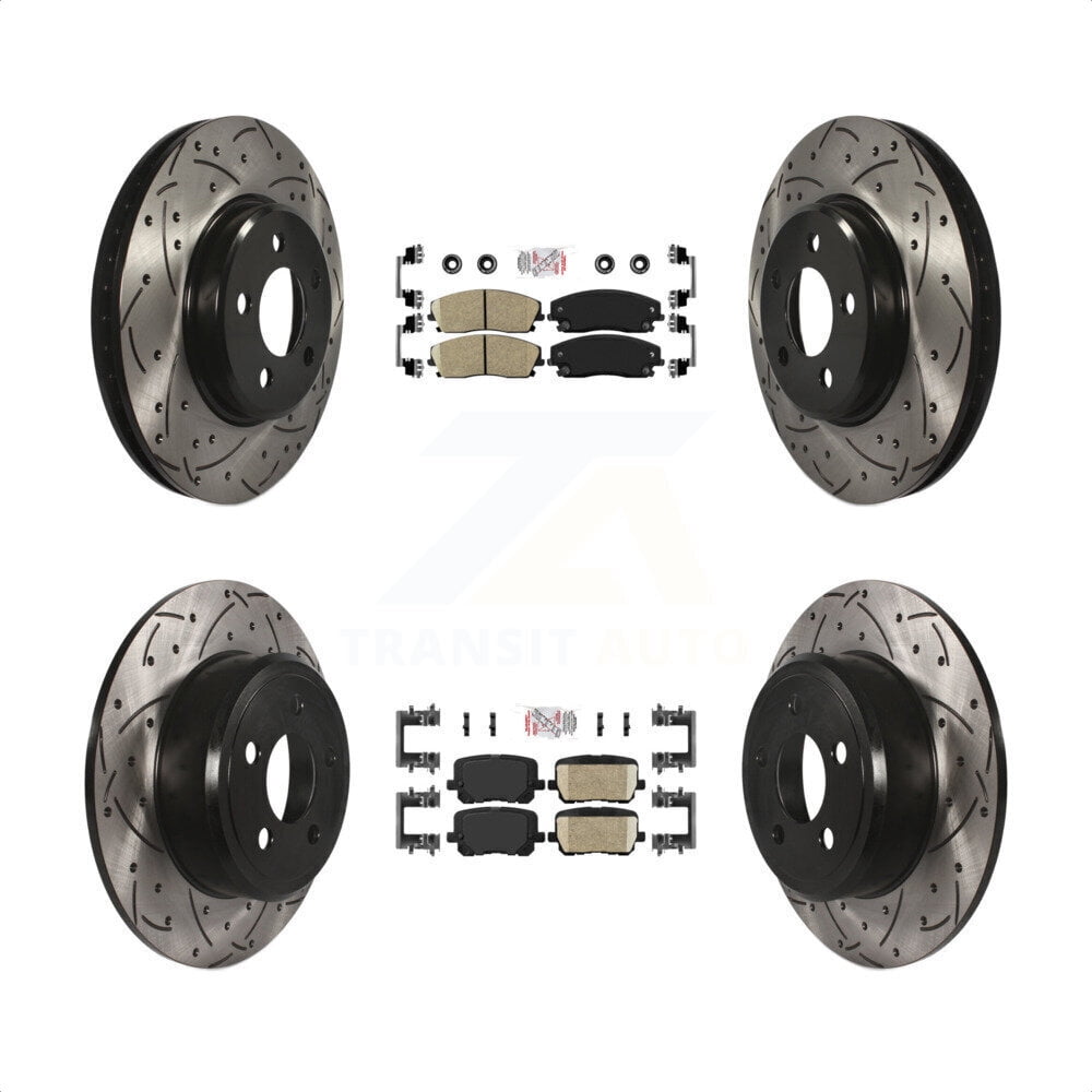 Transit Auto - Front Rear Ceramic Pads And Coated Drilled Slotted Disc Brake Rotors Kit For 2014 ...