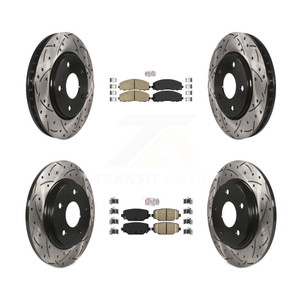 Transit Auto Front Rear Ceramic Pads and Coated Drilled Slotted Disc ...