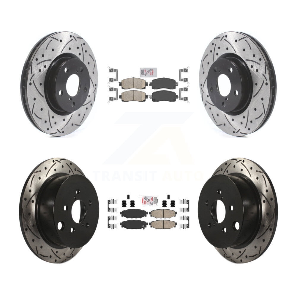 Transit Auto Front Rear Ceramic Pads and Coated Drilled Slotted Disc ...