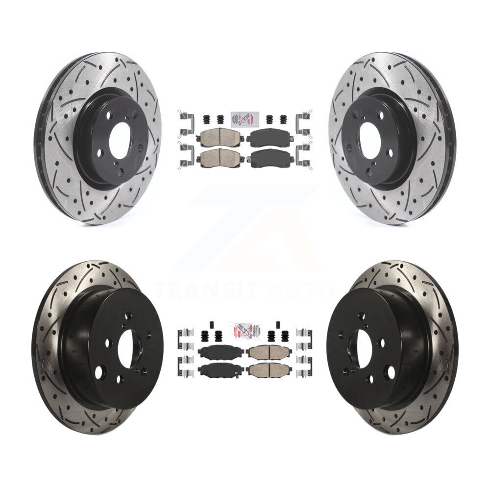 Transit Auto Front Rear Ceramic Pads and Coated Drilled Slotted Disc ...