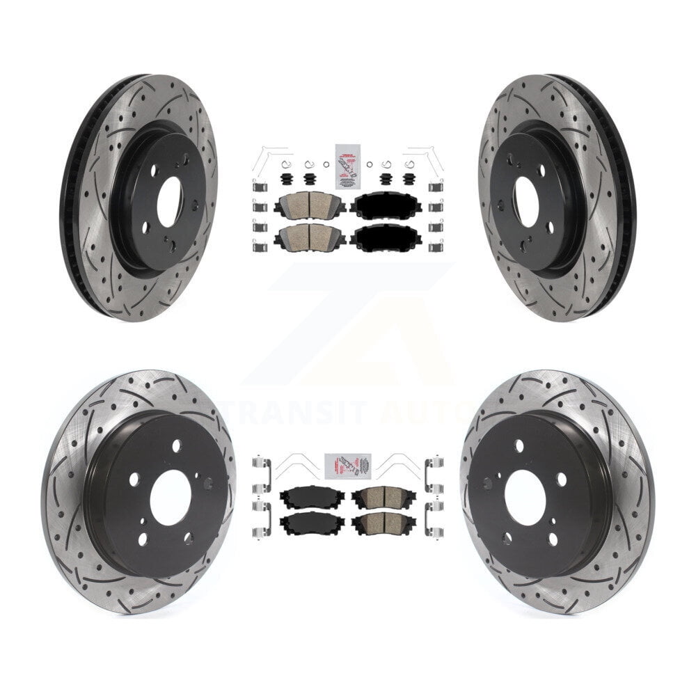 Transit Auto Front Rear Ceramic Pads and Coated Drilled Slotted Disc ...