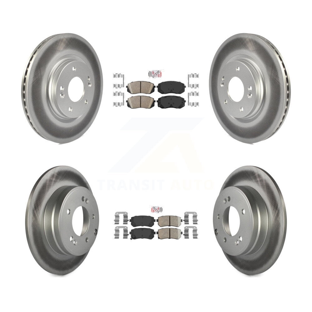 Transit Auto Front Rear Ceramic Pads and Coated Disc Brake Rotors Kit ...
