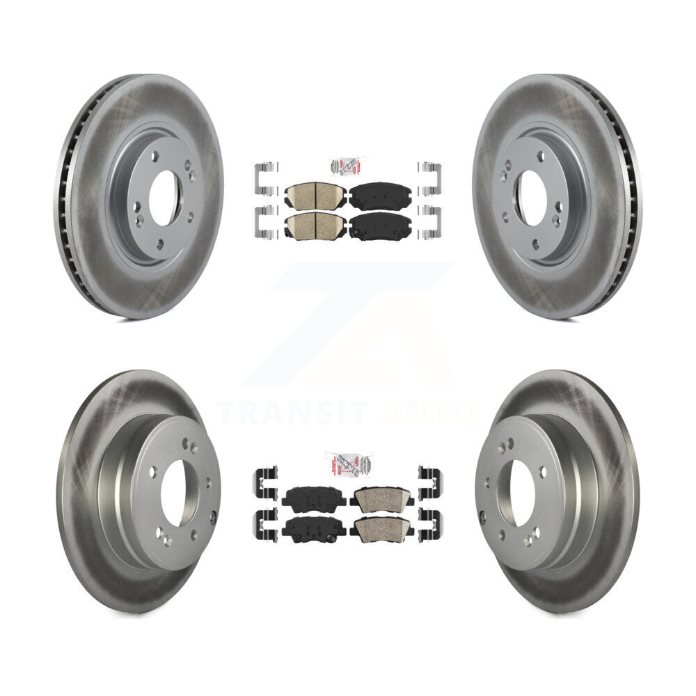 Transit Auto Front Rear Ceramic Pads and Coated Disc Brake Rotors Kit ...