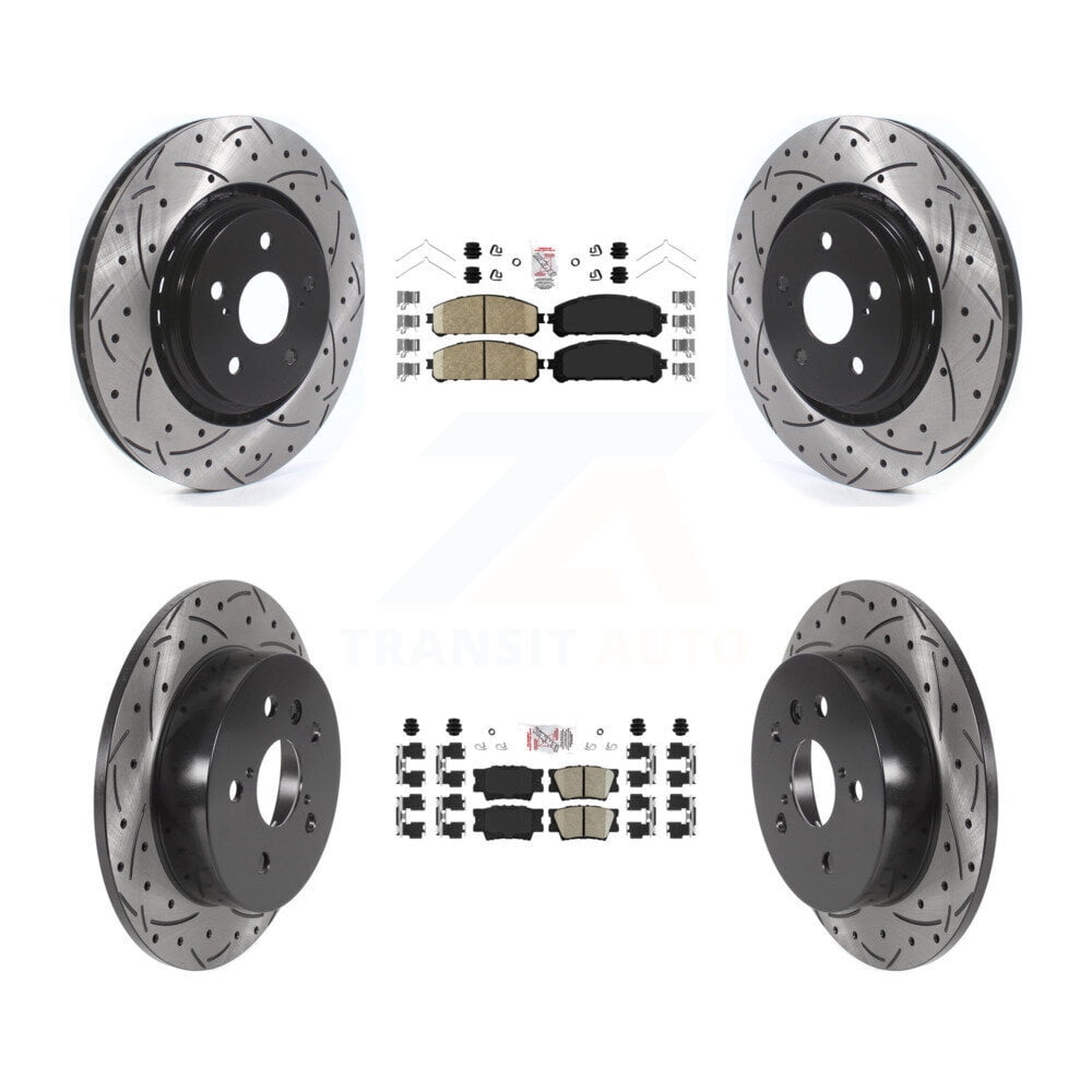 Transit Auto Front Rear Ceramic Pads and Coated Drilled Slotted Disc ...