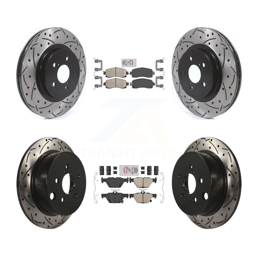 Transit Auto Front Rear Ceramic Pads and Coated Drilled Slotted Disc ...