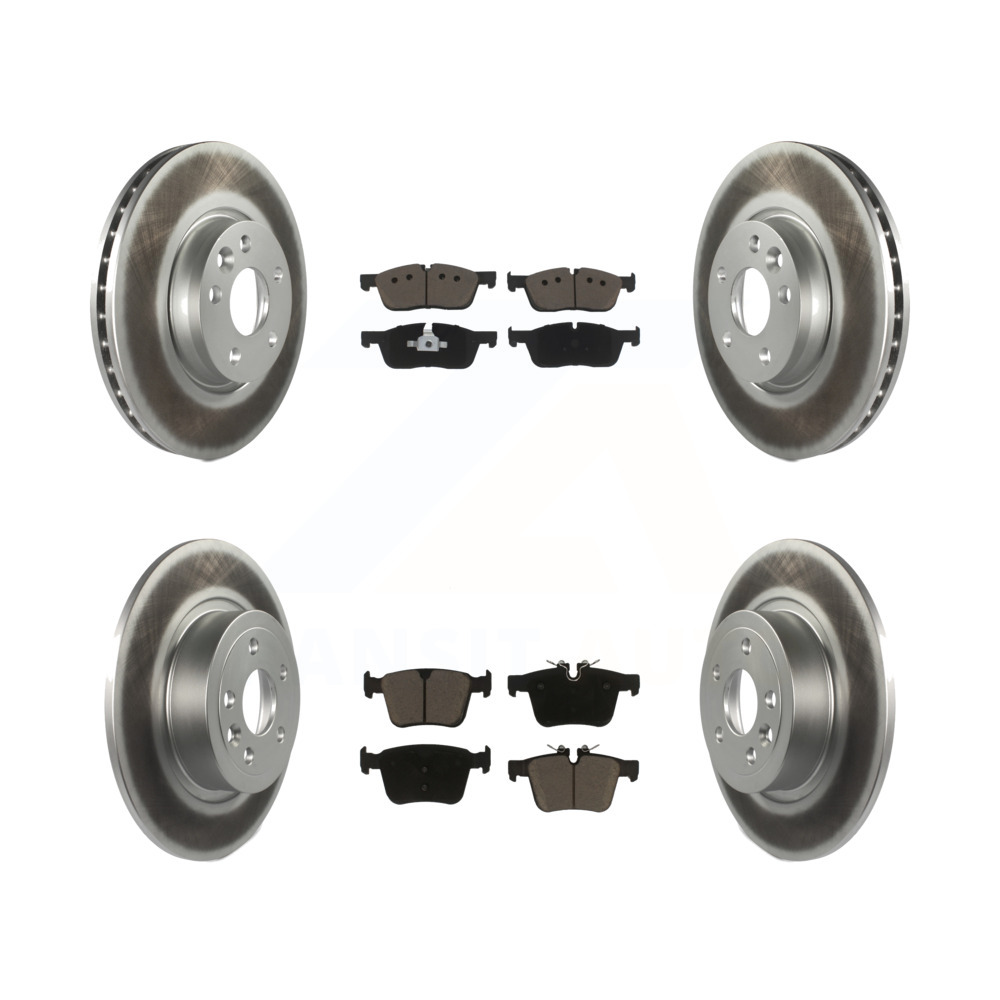 Transit Auto Front Rear Coated Disc Brake Rotors and Ceramic Pads Kit ...