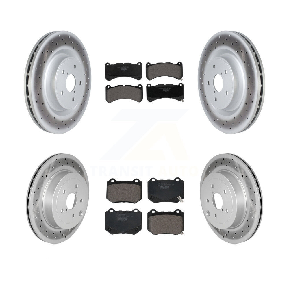 Transit Auto Front Rear Coated Disc Brake Rotors and Ceramic Pads Kit ...