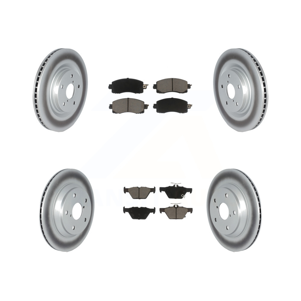 Transit Auto Front Rear Coated Disc Brake Rotors and Ceramic Pads Kit ...