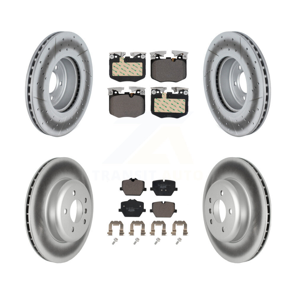 Transit Auto Front Rear Coated Disc Brake Rotors and Ceramic Pads Kit ...