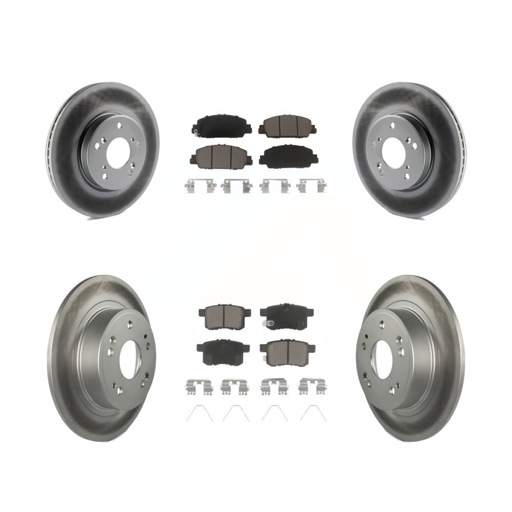 Transit Auto Front Rear Coated Disc Brake Rotors and Ceramic Pads Kit ...