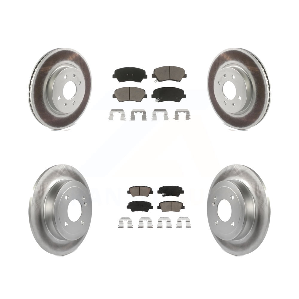 Transit Auto Front Rear Coated Disc Brake Rotors and Ceramic Pads Kit ...
