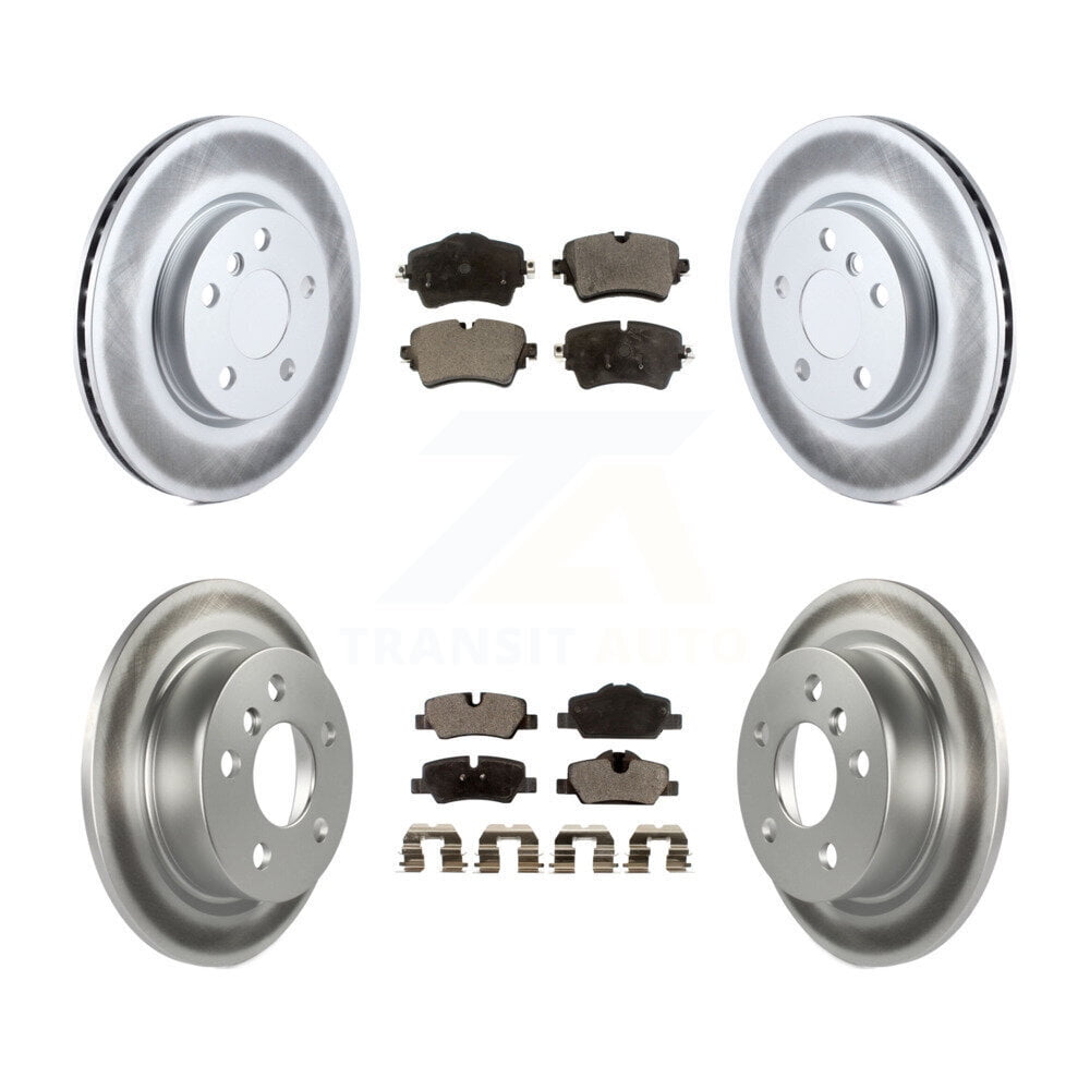 Transit Auto Front Rear Coated Disc Brake Rotors and Ceramic Pads Kit ...