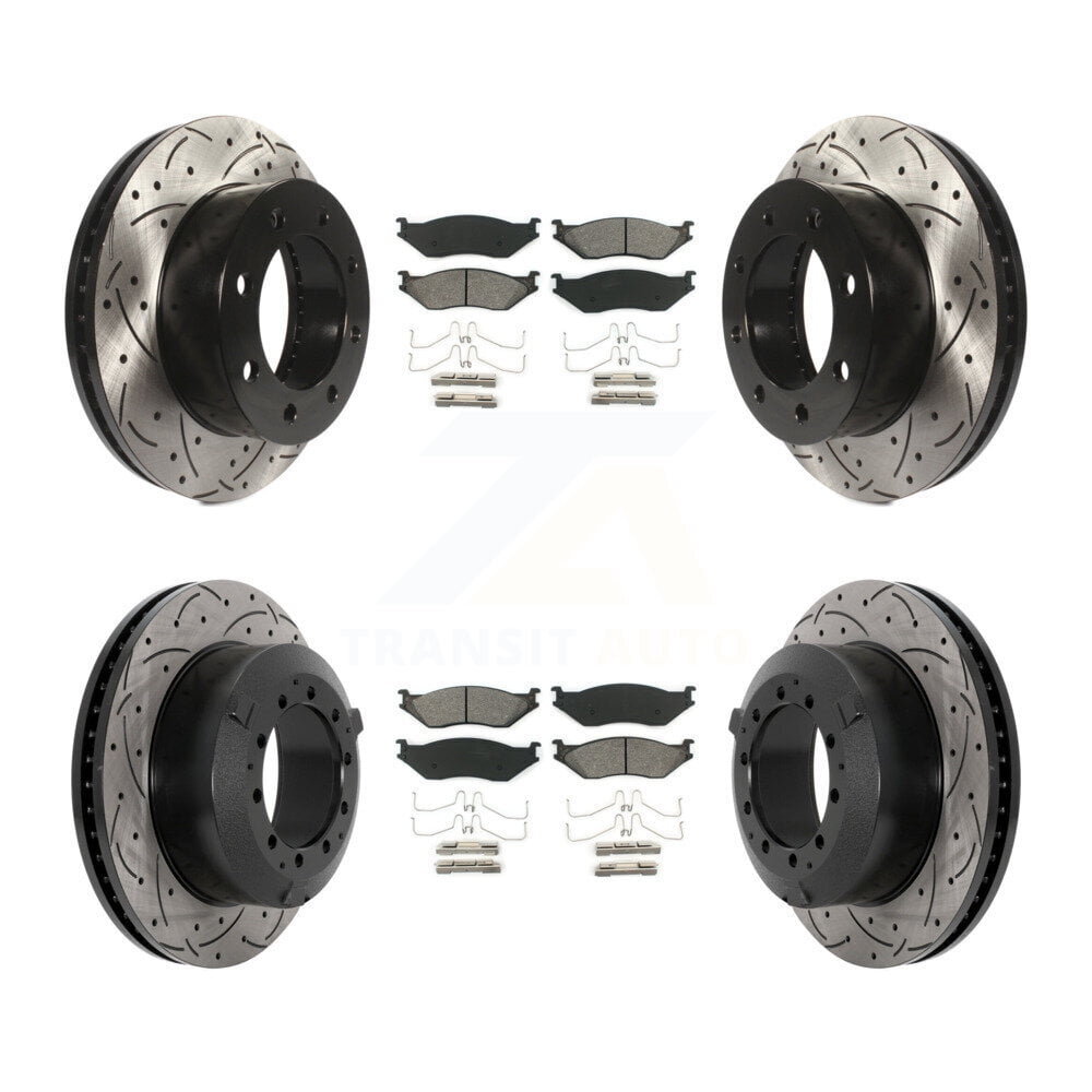 Transit Auto Front Rear Coated Drilled Slotted Disc Brake Rotors and ...