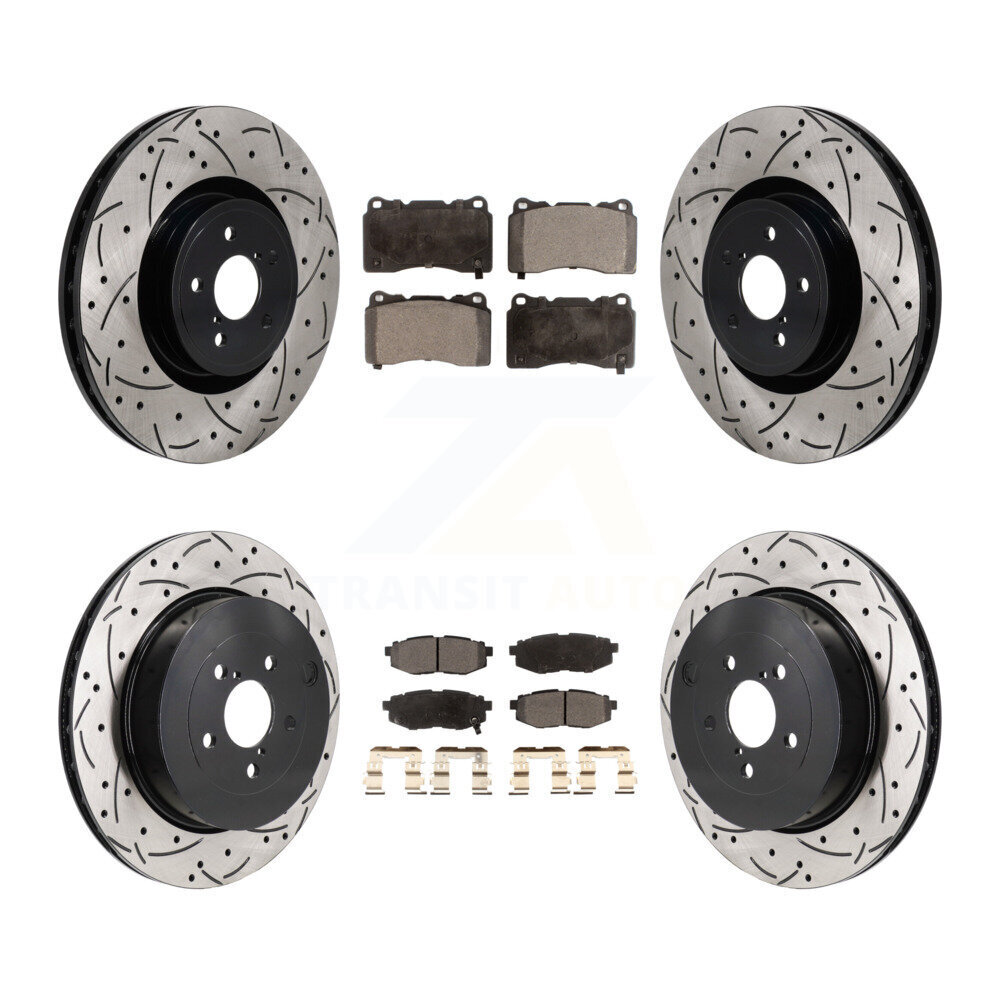 Transit Auto Front Rear Coated Drilled Slotted Disc Brake Rotors and ...