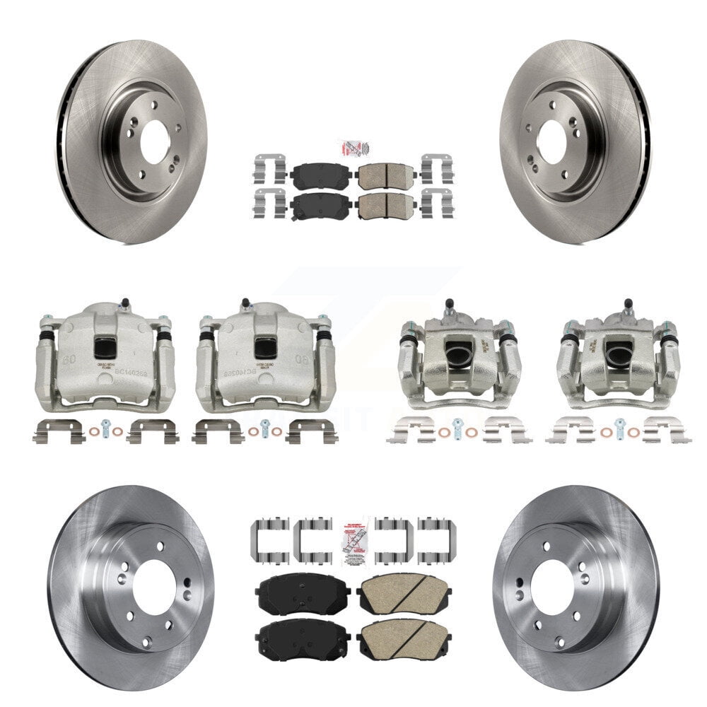Transit Auto Front Rear Disc Brake Caliper Rotors and Ceramic Pads Kit ...