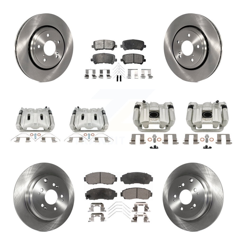 Transit Auto Front Rear Disc Brake Caliper Rotors and Ceramic Pads Kit ...