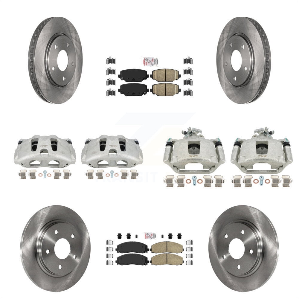 Transit Auto Front Rear Disc Brake Caliper Rotors and Ceramic Pads Kit ...
