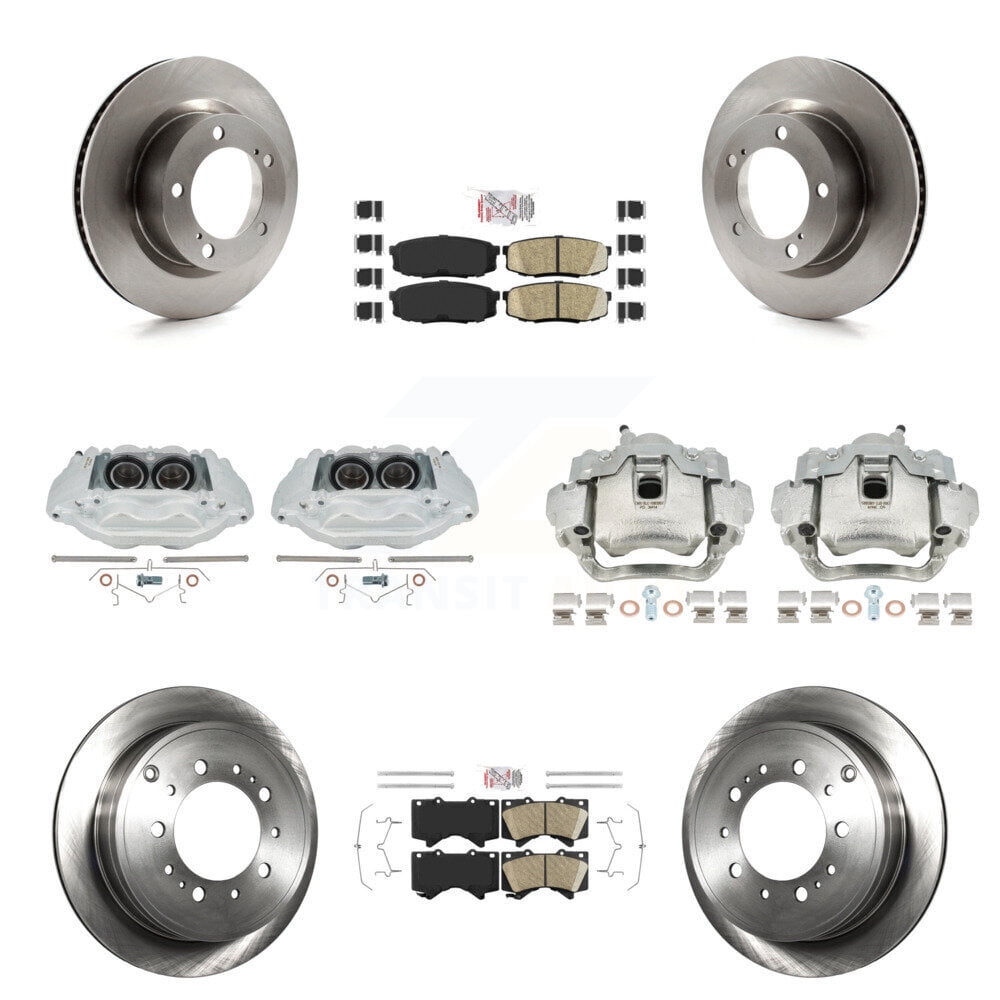 Transit Auto Front Rear Disc Brake Caliper Rotors and Ceramic Pads Kit ...