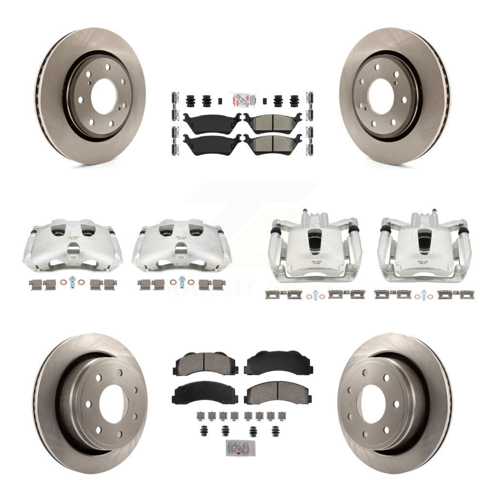 Transit Auto Front Rear Disc Brake Caliper Rotors and PADSMATERIAL Pads ...