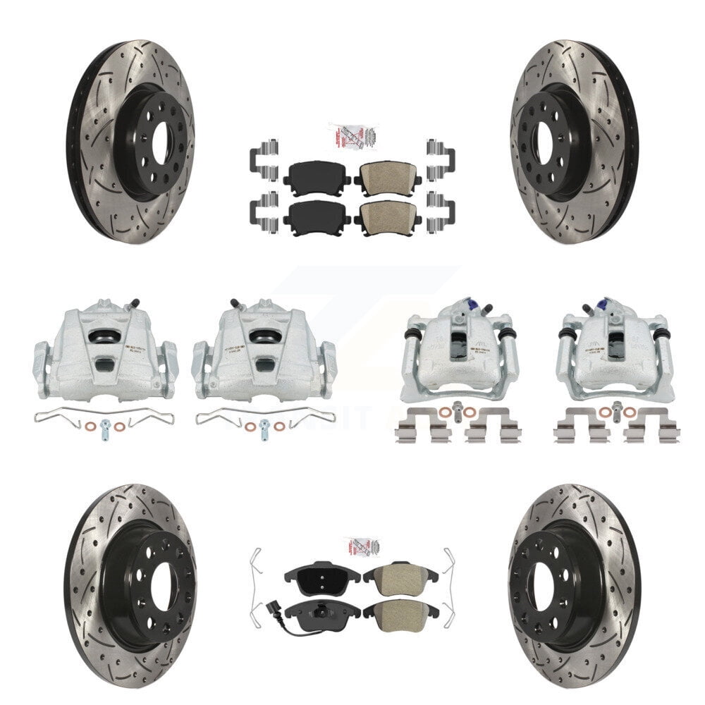 Transit Auto Front Rear Disc Brake Coated Caliper Drilled Slotted ...