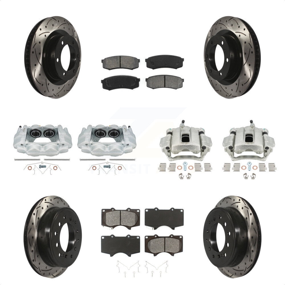 Transit Auto Front Rear Disc Brake Coated Caliper Drilled Slotted ...
