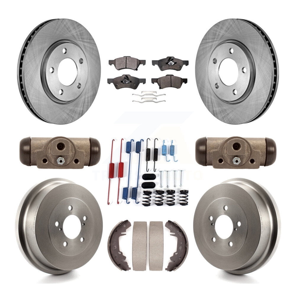 Transit Auto Front Rear Disc Brake Rotors Ceramic Pads and Drum Kit (9Pc) for Car Dodge Caravan ...