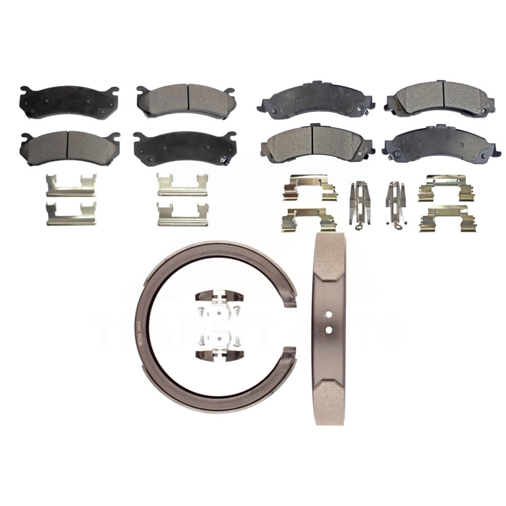 Transit Auto Front Rear Semi-Metallic Brake Pads and Parking Shoes Kit ...