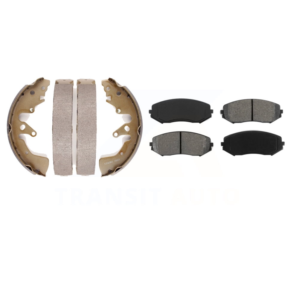 Transit Auto Front Rear Semi-Metallic Brake Pads and Drum Shoes Kit for ...