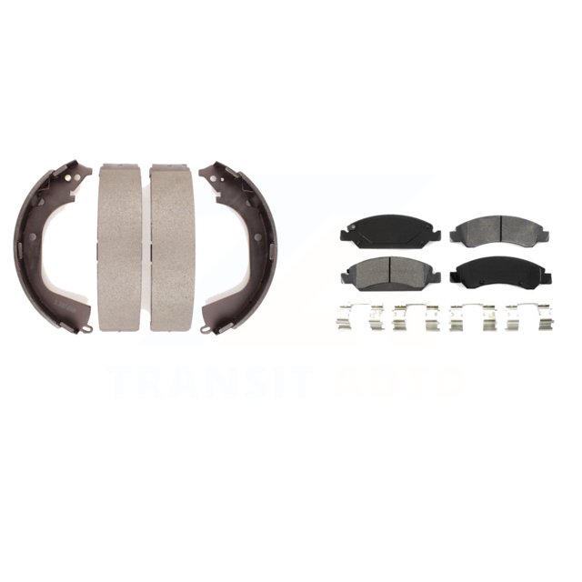 Transit Auto Front Rear Semi-Metallic Brake Pads and Drum Shoes Kit for ...