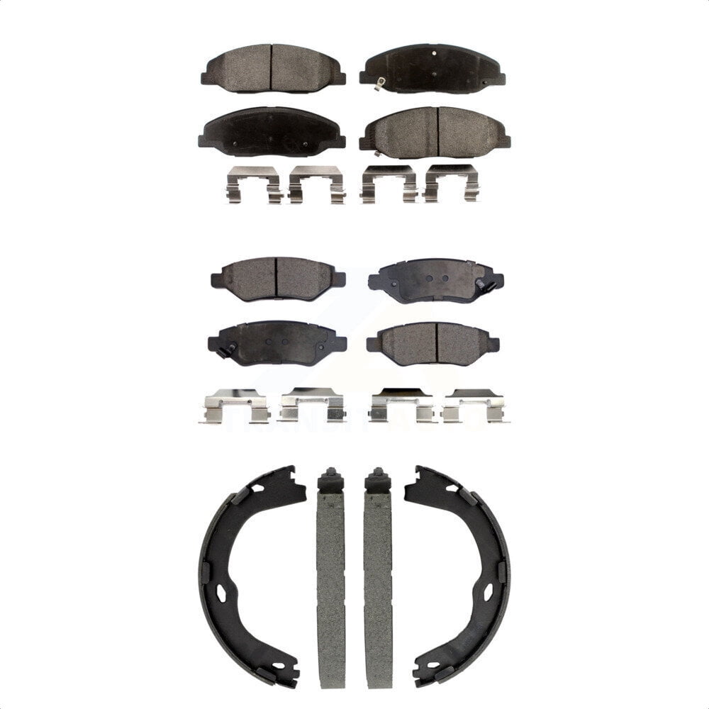 Transit Auto Front Rear Semi-Metallic Brake Pads and Parking Shoes Kit ...