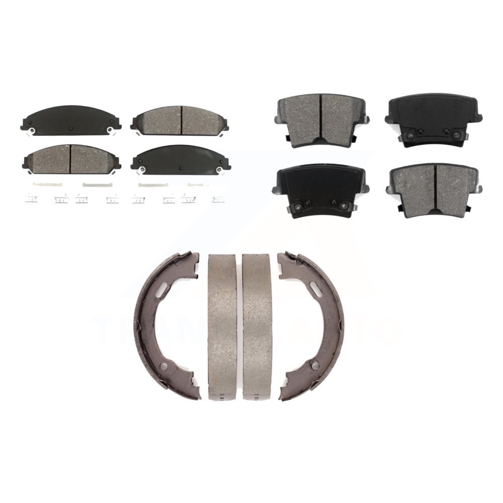 Transit Auto Front Rear Semi-Metallic Brake Pads and Parking Shoes Kit ...