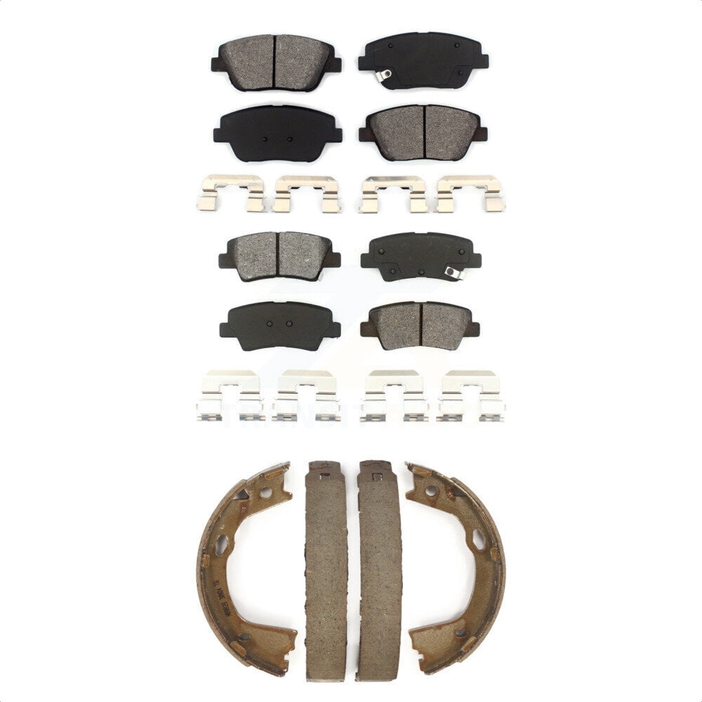 Transit Auto Front Rear Semi-Metallic Brake Pads and Parking Shoes Kit ...