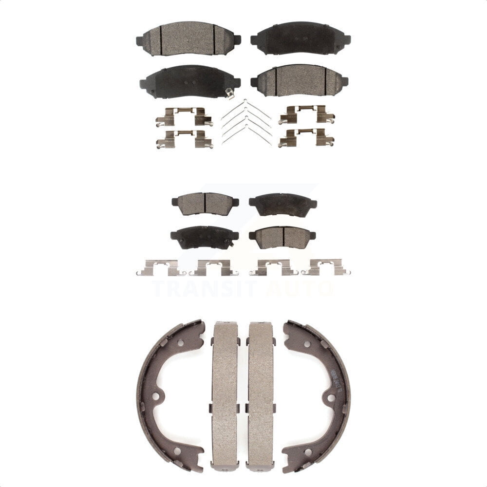 Transit Auto Front Rear Semi-Metallic Brake Pads and Parking Shoes Kit ...