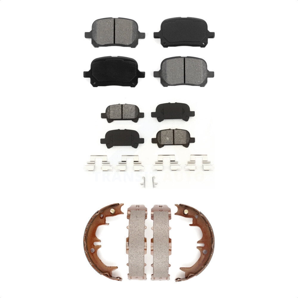 Transit Auto Front Rear Semi-Metallic Brake Pads and Parking Shoes Kit ...
