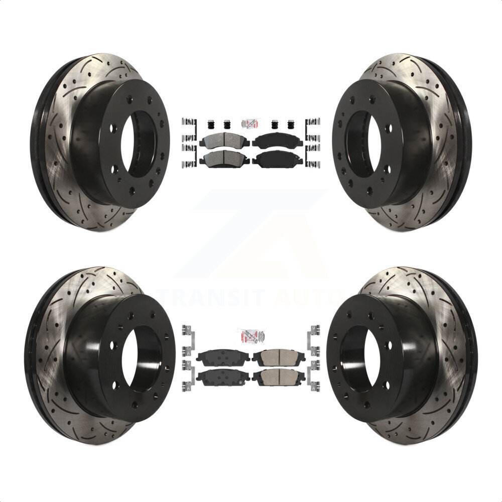 Transit Auto Front Semi-Metallic Rear Ceramic Pads and Coated Drilled Slotted Disc Brake Rotors ...