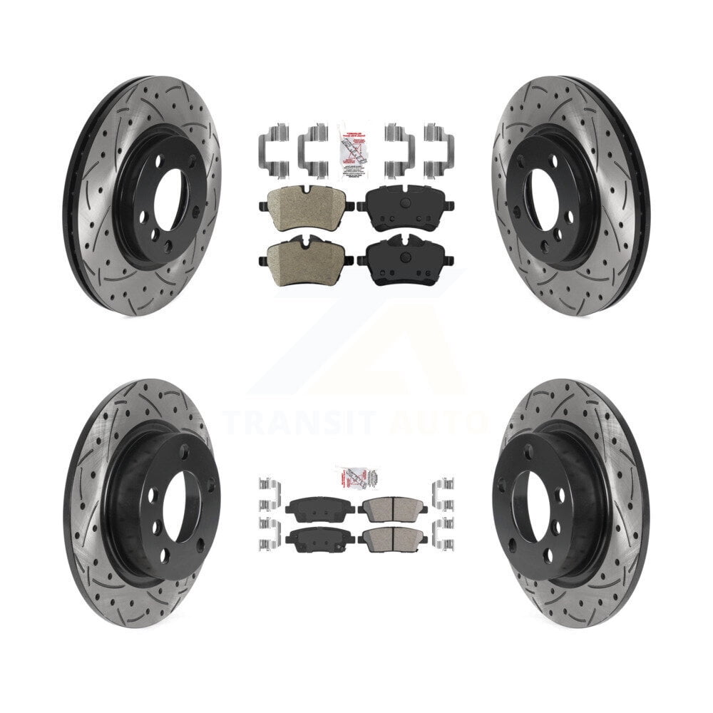 Transit Auto Front Semi-Metallic Rear Ceramic Pads and Coated Drilled ...