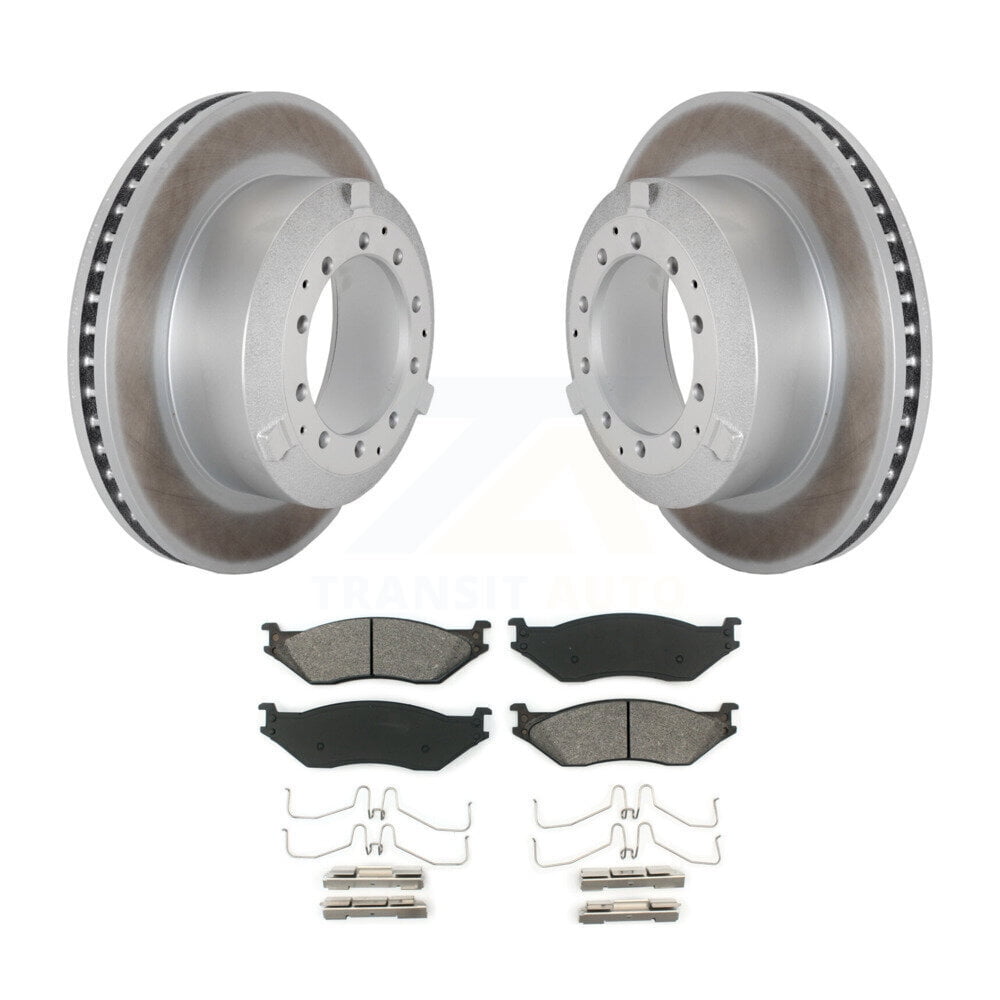 Transit Auto Rear Coated Disc Brake Rotors and Semi-Metallic Pads Kit ...
